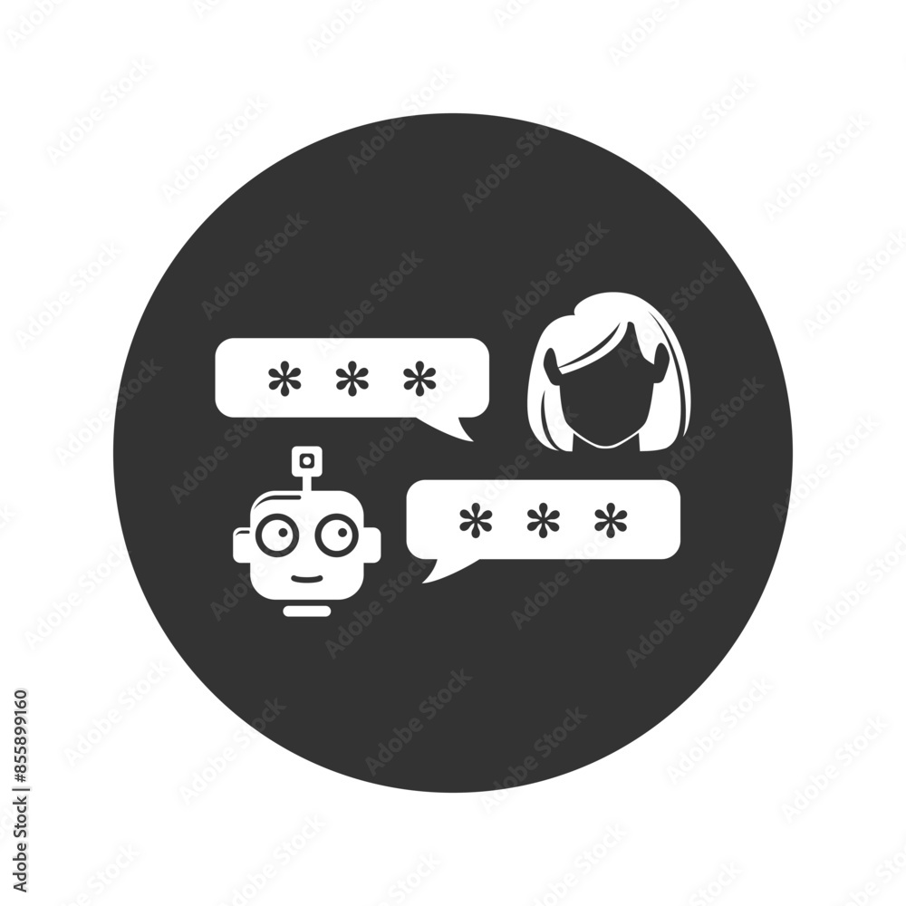 Chatbot icon with woman isolated on clean background chatbot icon with ...