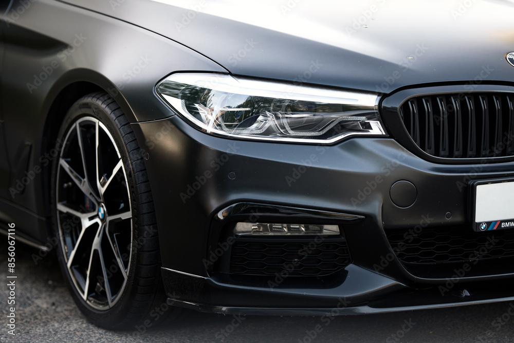Minsk, Belarus. May 3. BMW M5 F90 Competition on parking lot. LED ...