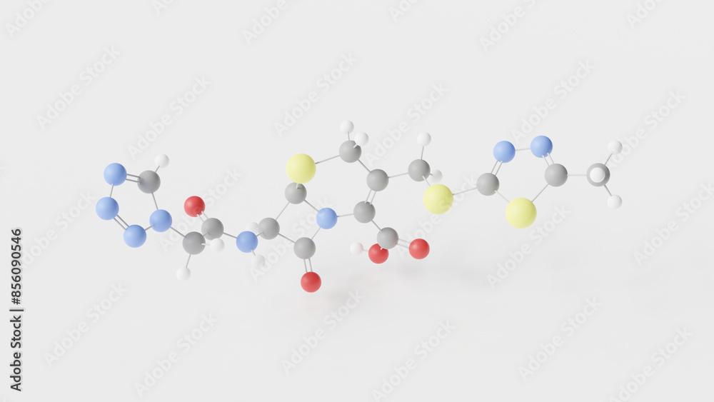 cefazolin molecule 3d, molecular structure, ball and stick model ...