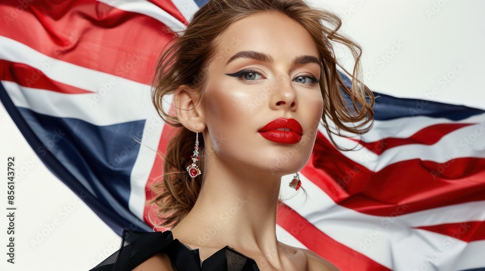 The British flag waving in front of a British model is charming and ...
