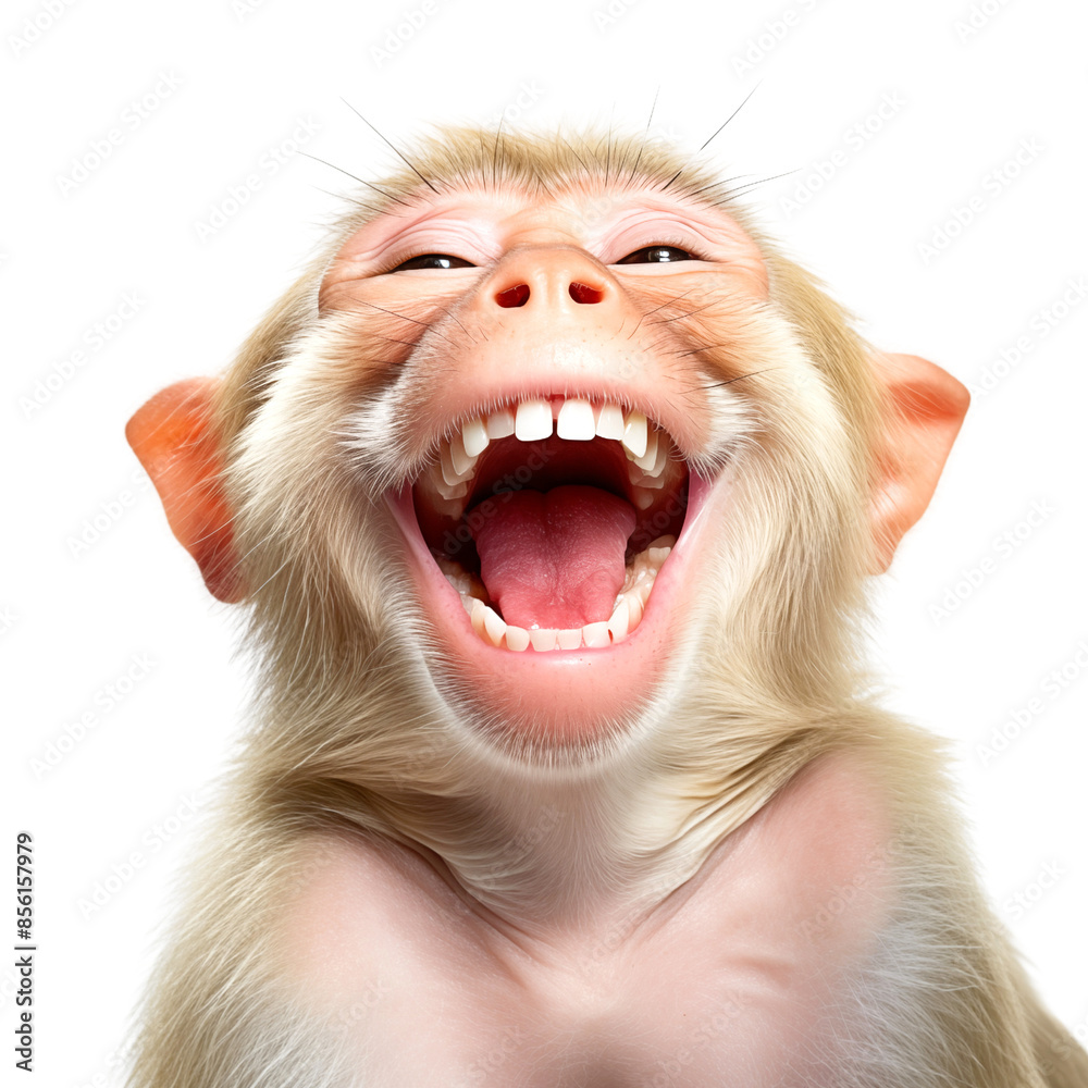 Delightful Small Crab-Eating Macaque with a Cute Smile on a transparent ...