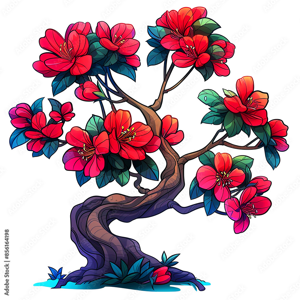 Cartoon Redbud tree isolated on a white background. Redbud tree cartoon ...