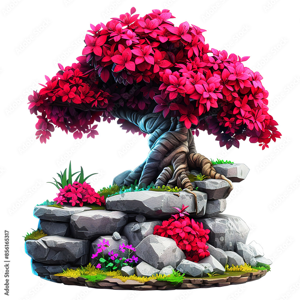 Redbud tree cartoon isolated on a white background. Cartoon Redbud tree ...