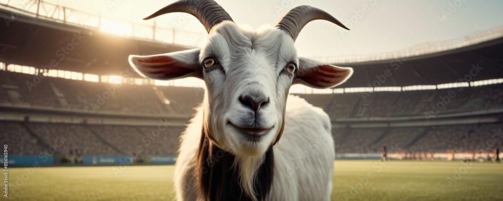 Closeup of a goat in soccer stadium. Extremely detailed and realistic ...