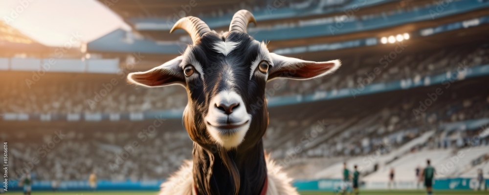 Closeup of a goat in soccer stadium. Extremely detailed and realistic ...