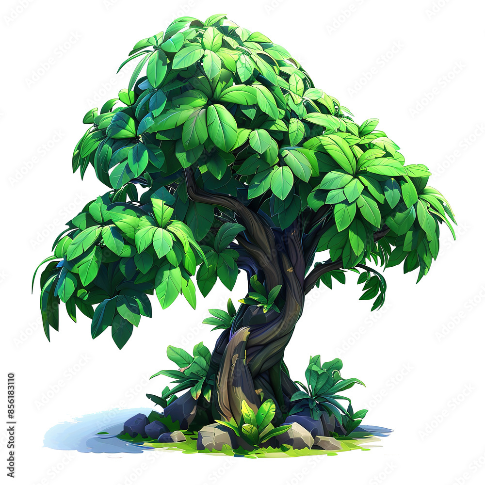 Neem tree cartoon isolated on a white background. Cartoon Neem tree ...