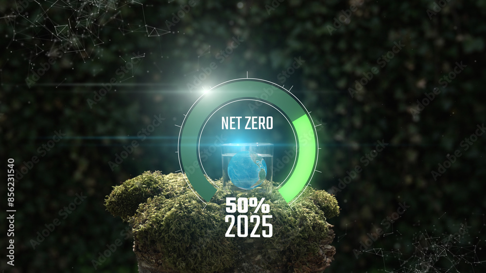 Net Zero Emissions 2050 Countdown Animation 50% In 2025 In Glass Of ...