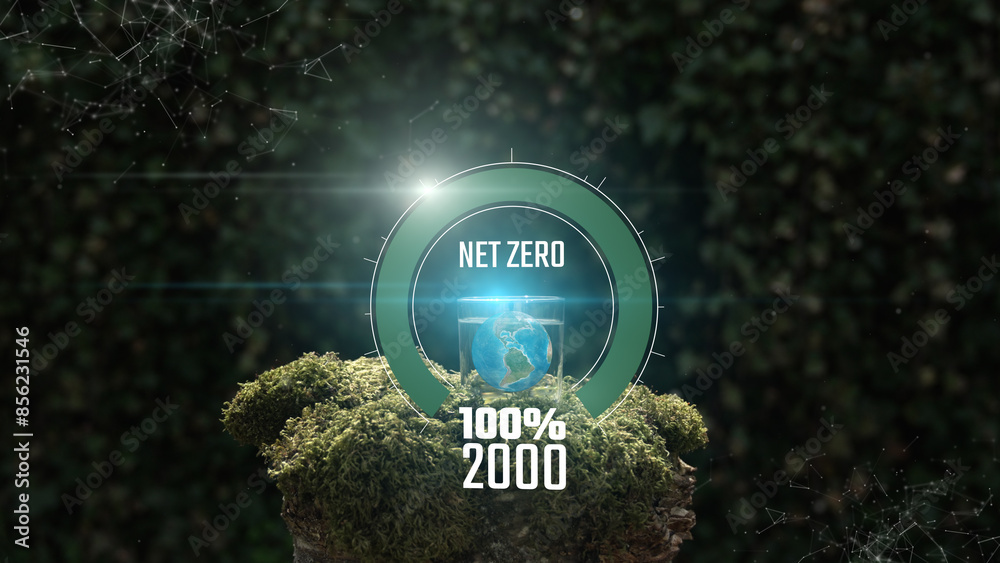 Net Zero Emissions 2050 Countdown Animation 100% In 2000 In Glass Of ...