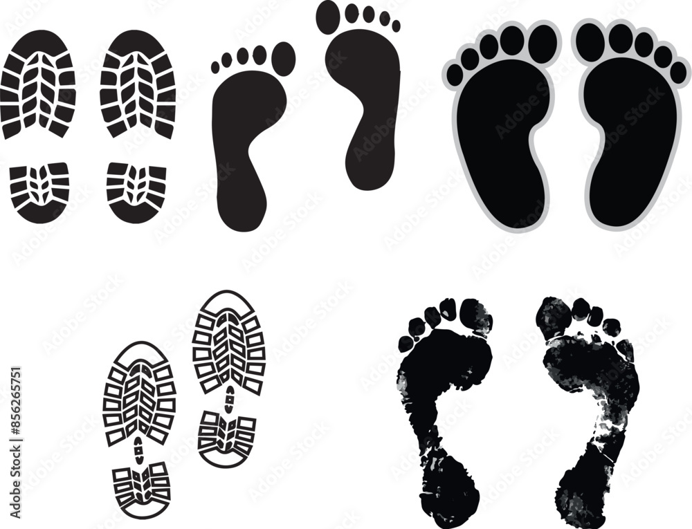 Foot Step, footprint, foot, print, vector, imprint, feet, track ...