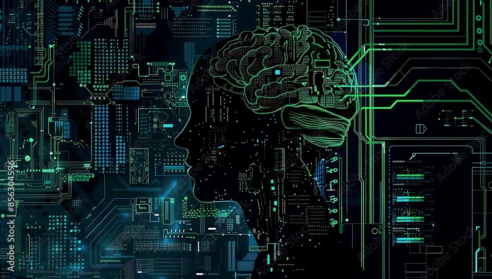 Artificial Intelligence & CPU quantum computing: Digital background ...