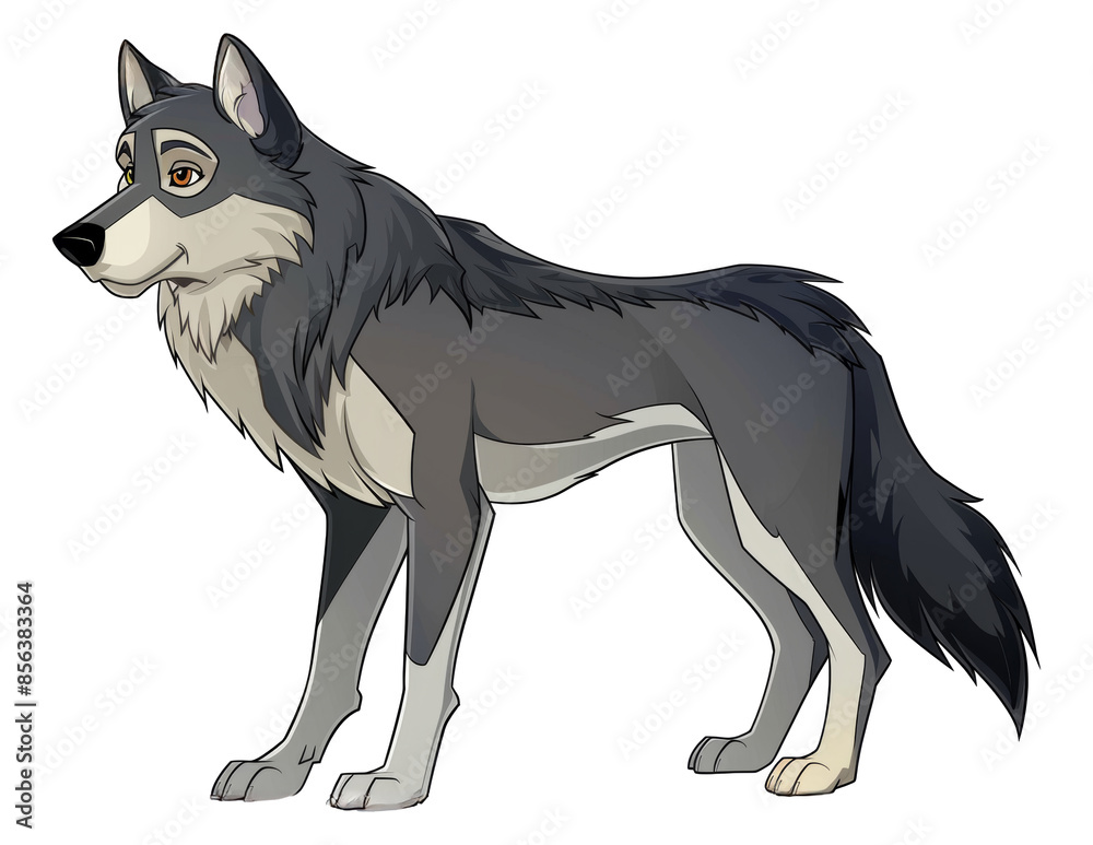 Cartoon grey wolf standing png isolated on transparent background Stock ...