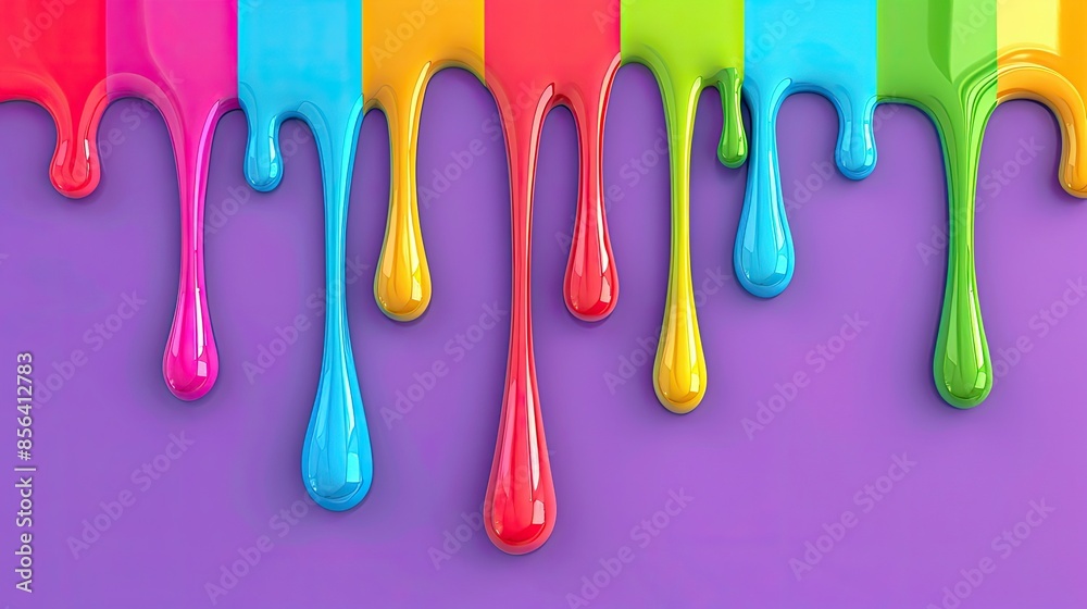 Colorful dripping paint background with vibrant hues splashing on a ...