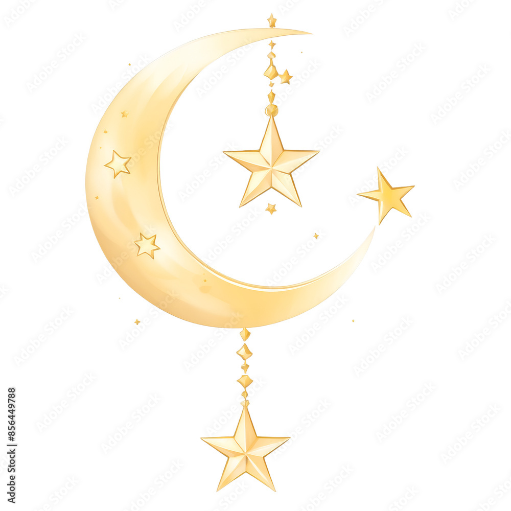 Star and moon symbols isolated on transparent background, celestial ...