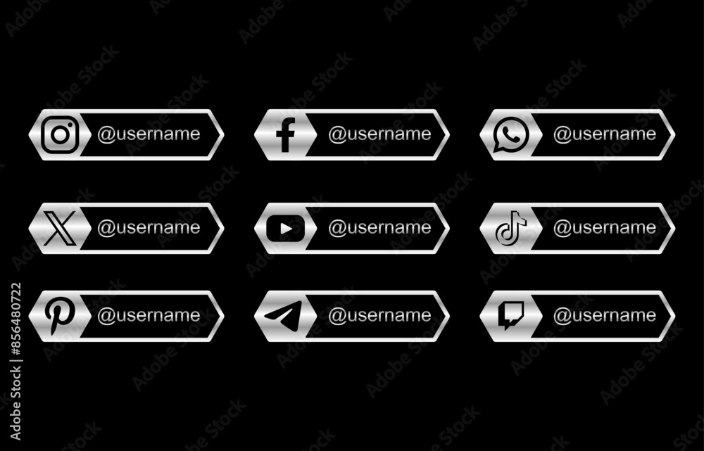 Social media name template. Social media icons. Collection of popular ...