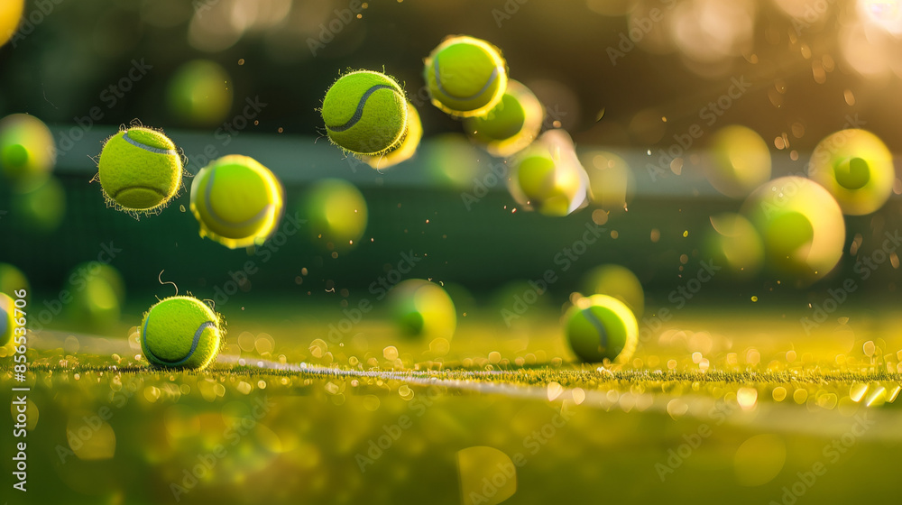 Grass Court Tennis Action: A Dynamic Display of Tennis Balls in Motion ...