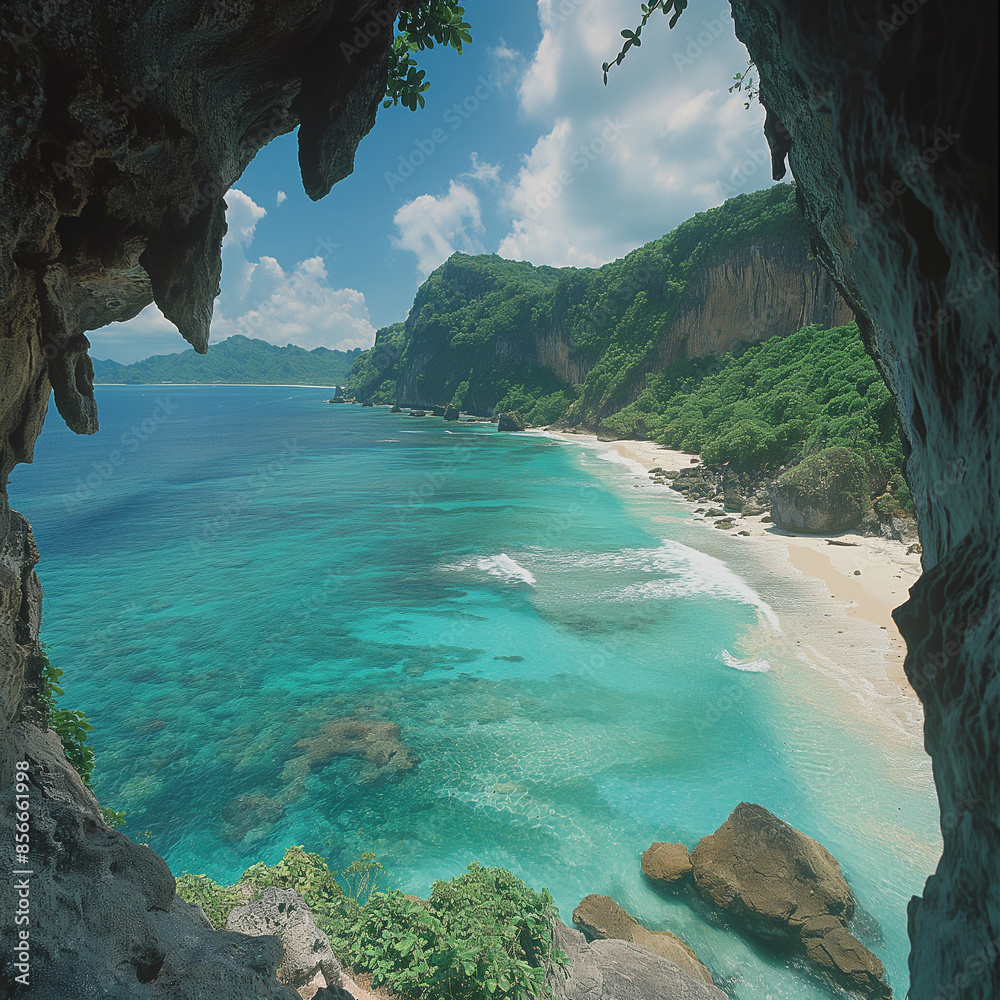 Generative AI, Iconic T-Rex Bay Cliff Formation on Nusa Penida, Bali ...