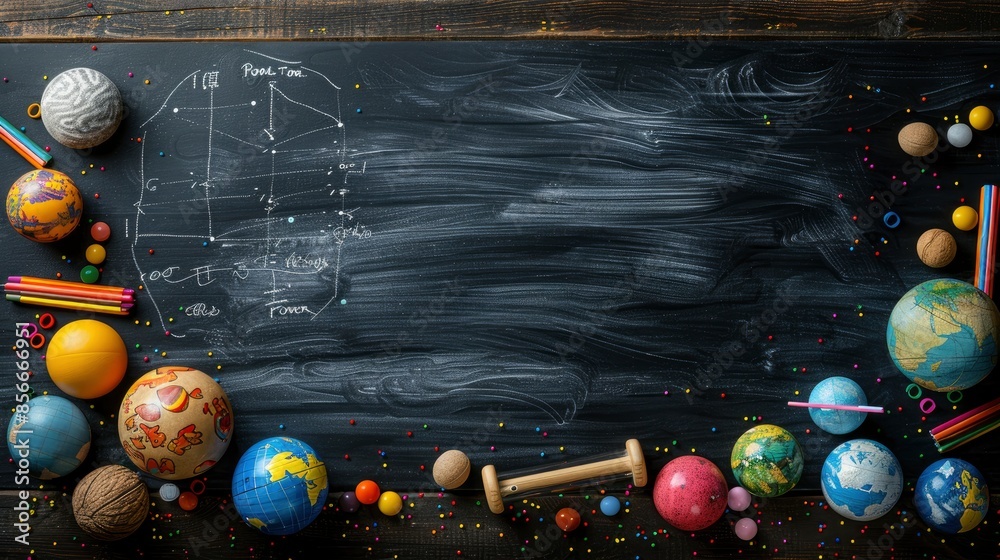 physics lab background with pendulums and circuits, a physics formula ...