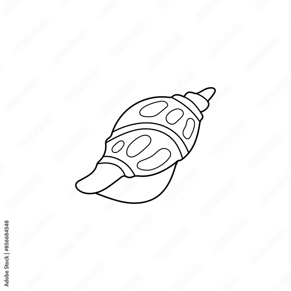Snail sea shell vector illustration. Line art. Printable coloring page ...