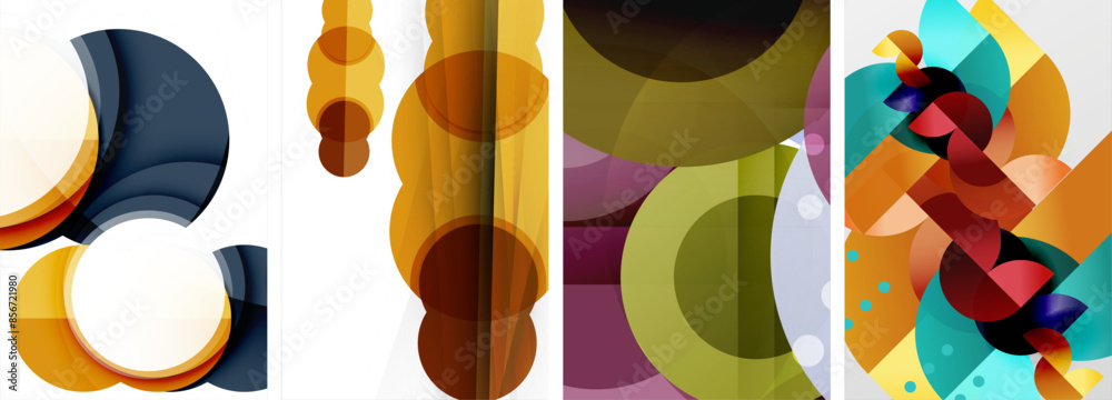 World of geometric elegance with abstract circle poster set. Circles ...
