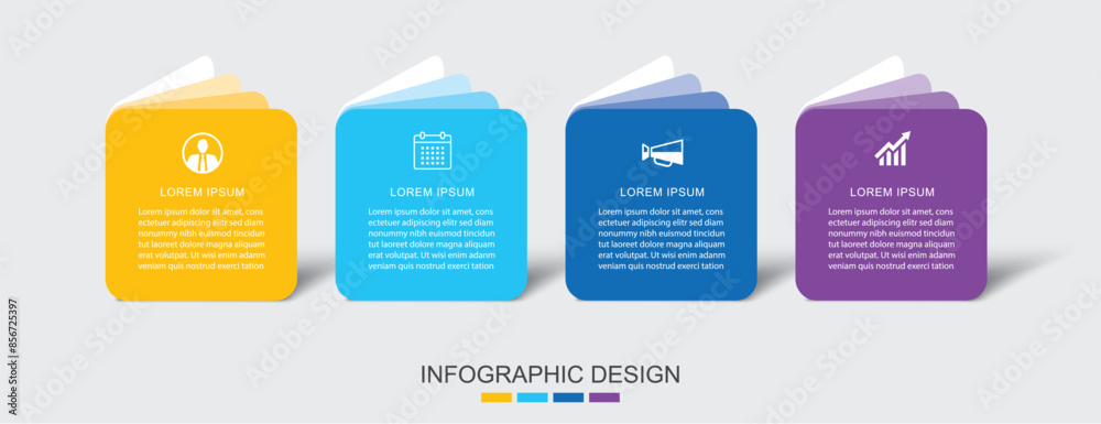 4 data infographics paper book template. Illustration business abstract ...