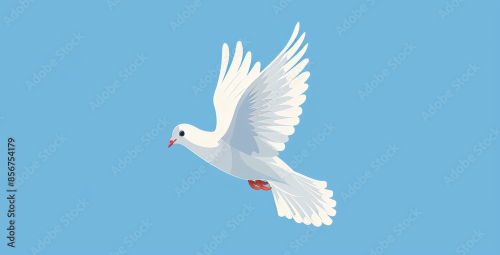 Flying migratory pigeon modern illustration. Bird motion wings in ...
