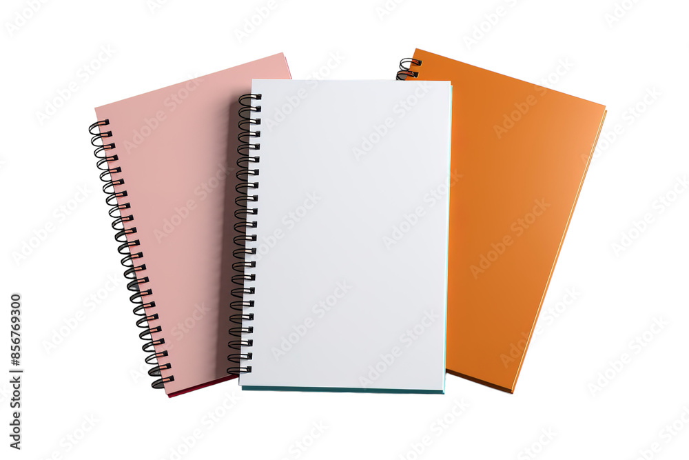 Three Blank Spiral Notebooks Ready for Creative Inspiration on a Clear ...
