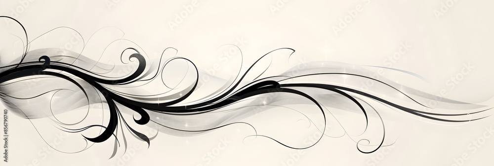 Elegant Black Cursive Lines with Flowing Curves and Subtle Swirls in ...