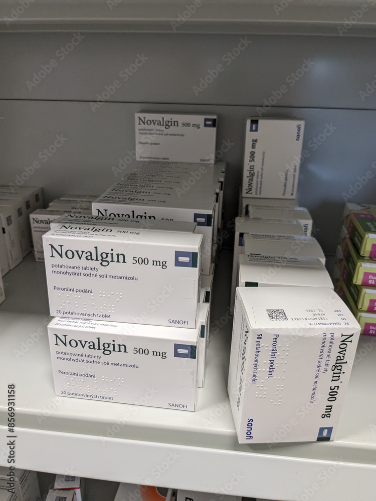 Prague,Czech republic-June 17 2024: NOVALGIN Box of medication with ...