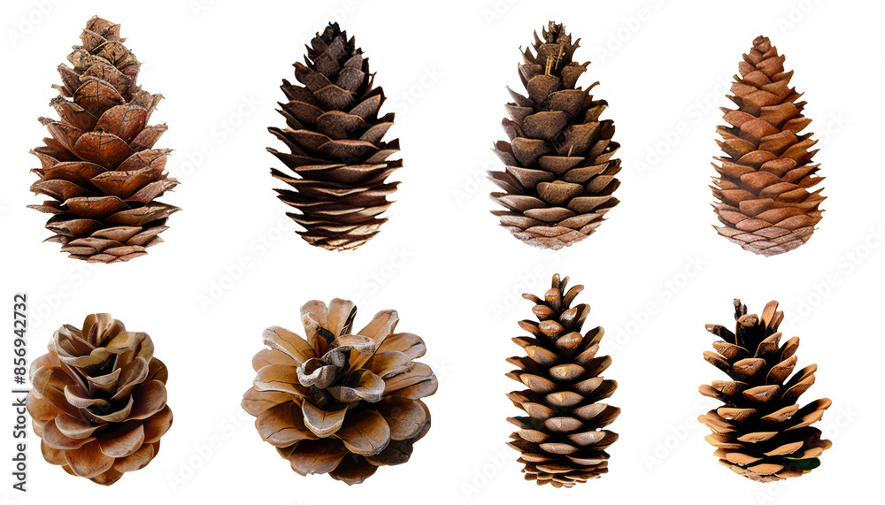 Set of Pine Cones in Different Shapes and Sizes Isolated On Transparent ...