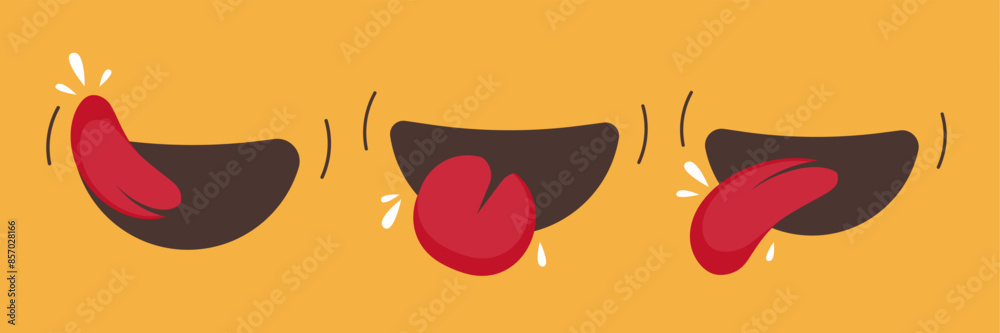 Yummy delicious tasty eat mouth with tongue icon vector graphic smile ...