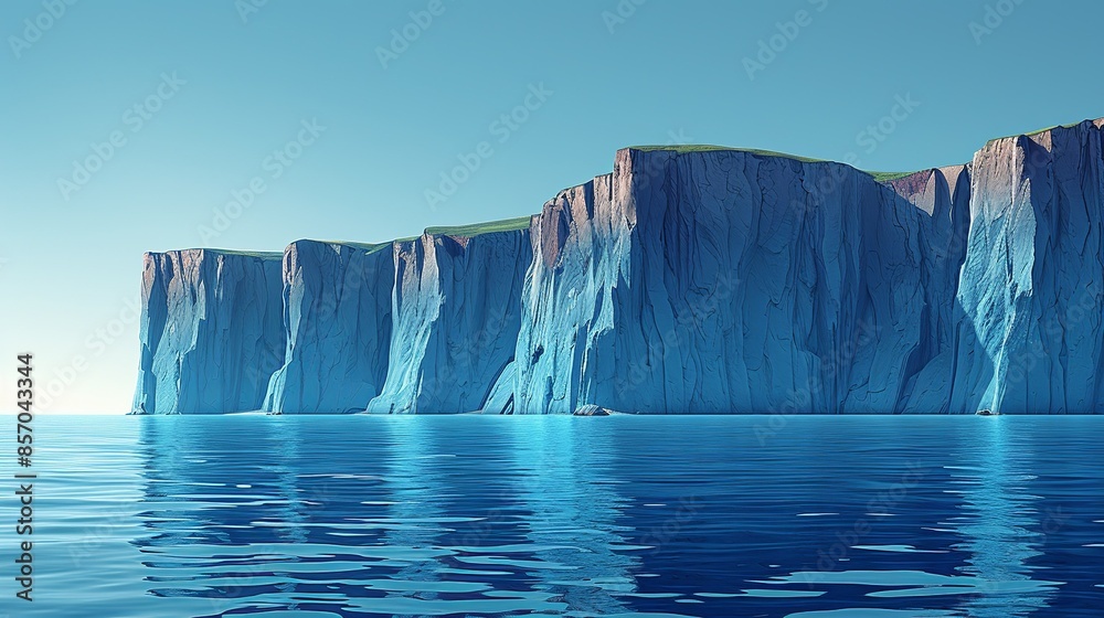 Towering cliffs plunging into the sea below, their rugged faces ...