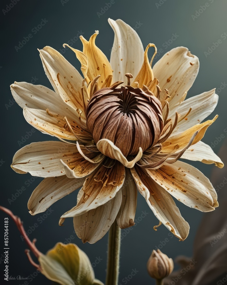 An artistic illustration of a wilted but still beautiful flower, with ...