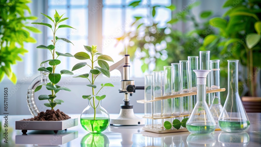 Biology laboratory nature and science, plant and environmental study ...