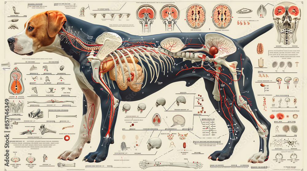 medical illustrations of the anatomy of the digestive system of dogs ...