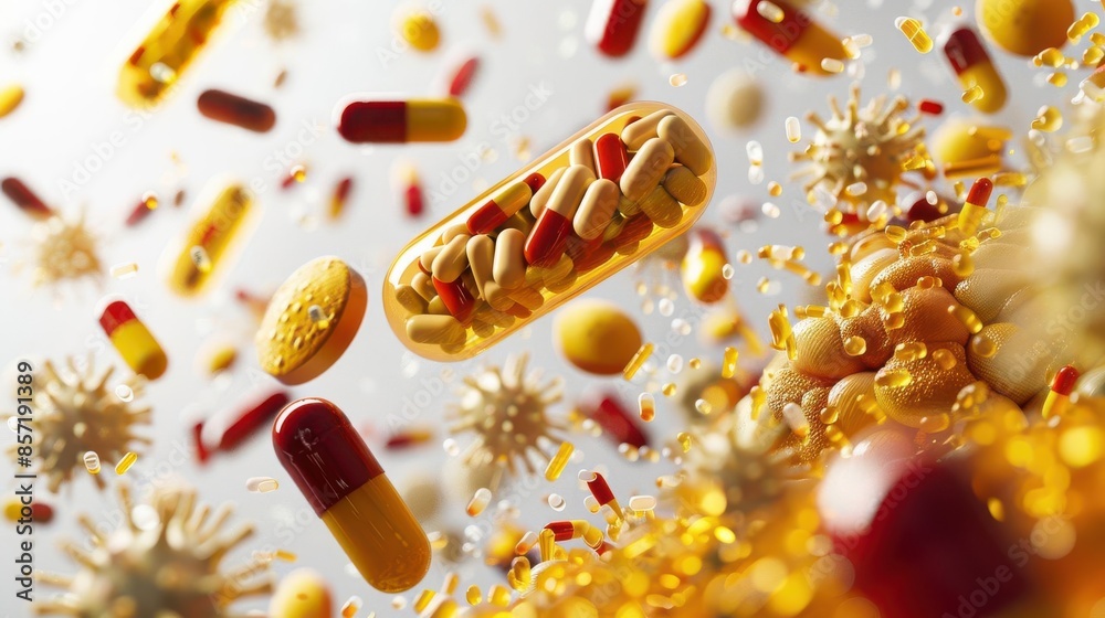 Digestive enzyme breakdown, medical illustration, 3D realistic ...