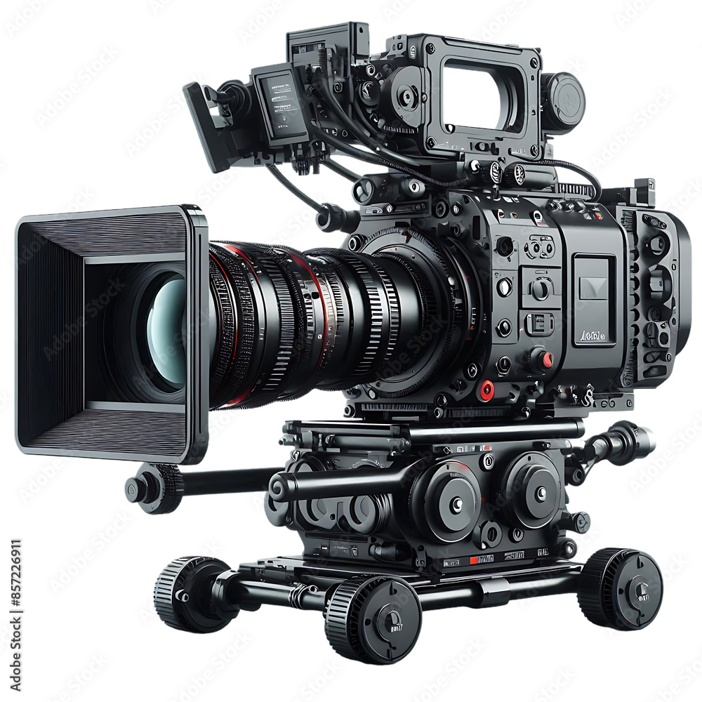 A digital professional movie camera isolated on transparent background ...