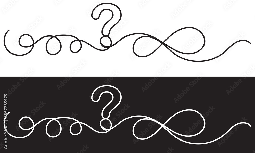 Question mark linear background. One continuous line drawing of ...