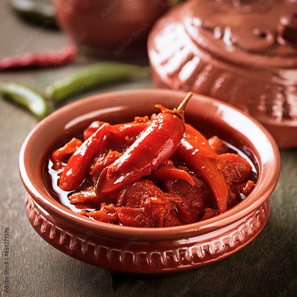 Indian Homemade Red Chilli Pickle Also Know as Mirchi Ka Achar, Loncha ...