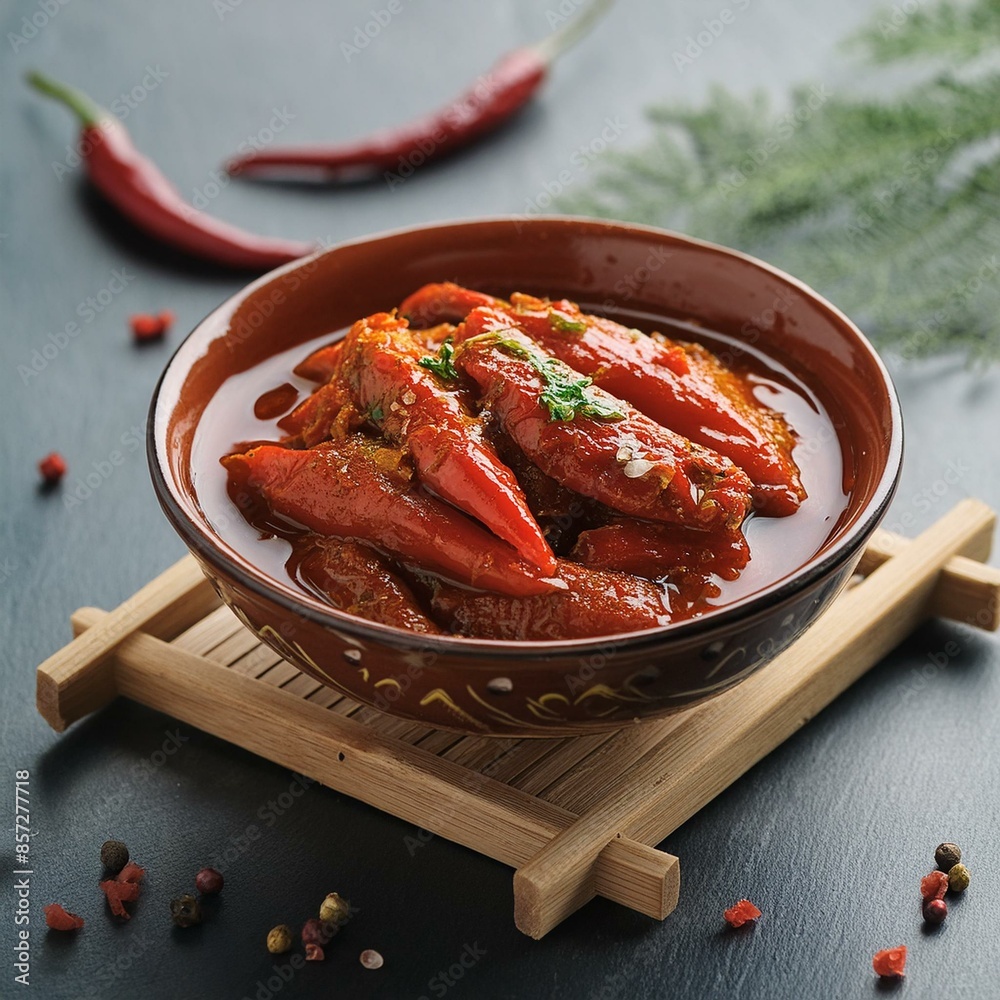 Indian Homemade Red Chilli Pickle Also Know as Mirchi Ka Achar, Loncha ...