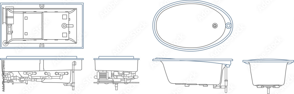 Vector silhouette illustration sketch of detailed design of a jacuzzi ...