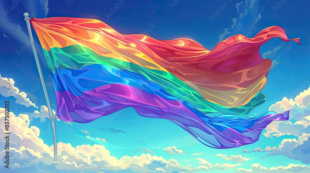 Cartoon LGBTQ Flag A Symbol of Pride and Diversity A vibrant cartoon ...