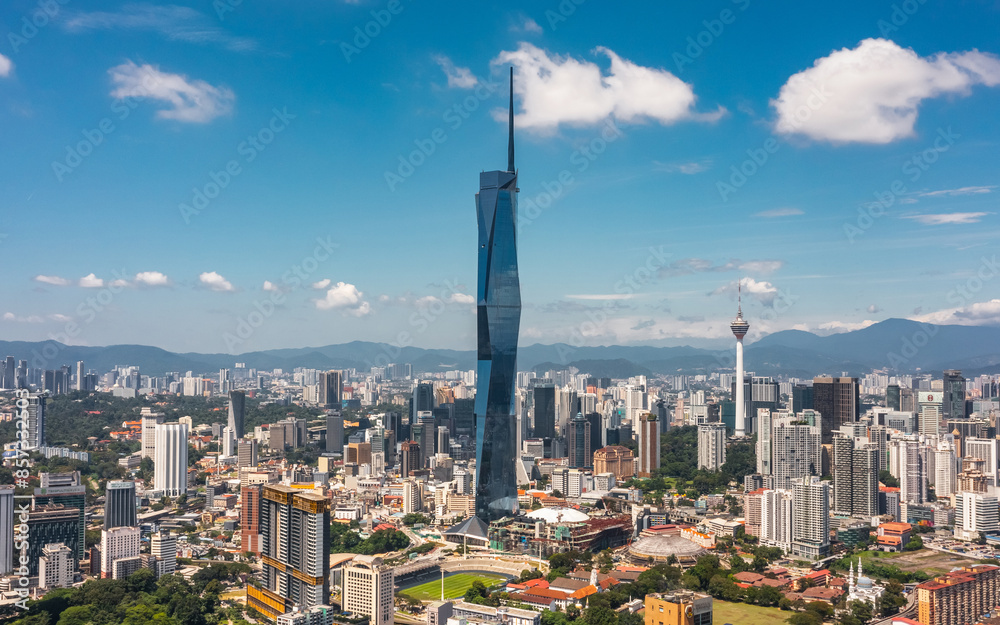 Malaysia, Kuaka Lumpur, January 26, 2024 - Aerial view of Merdeka 118 ...