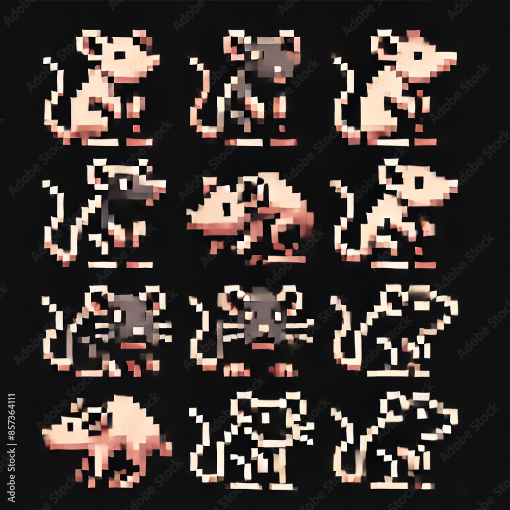 Pixel Art Rat Character Sprite Sheet Stock Illustration | Adobe Stock