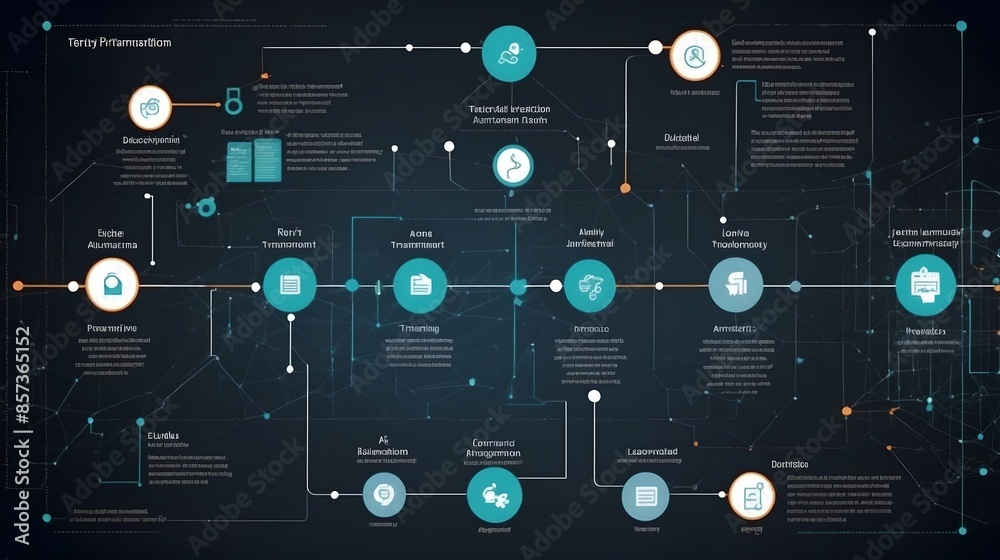 A digital transformation roadmap with key milestones and objectives, highlighting the process of ...