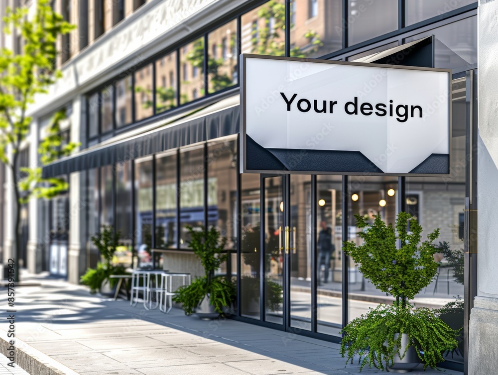 Signage mockup on store front | Outdoor retail shop display | Blank ...