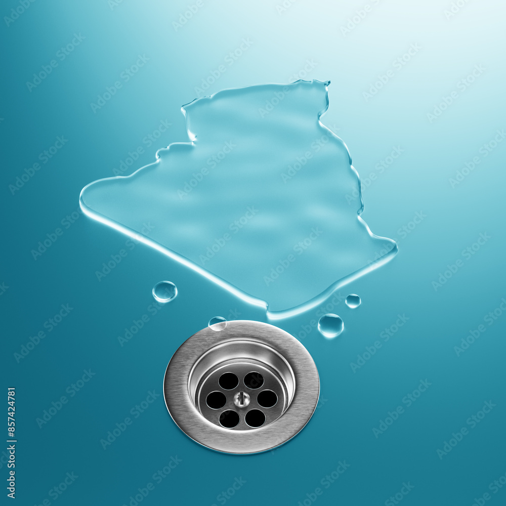 Algeria Water Map With Drainage Metal Sink Save Water And Water Wastage ...