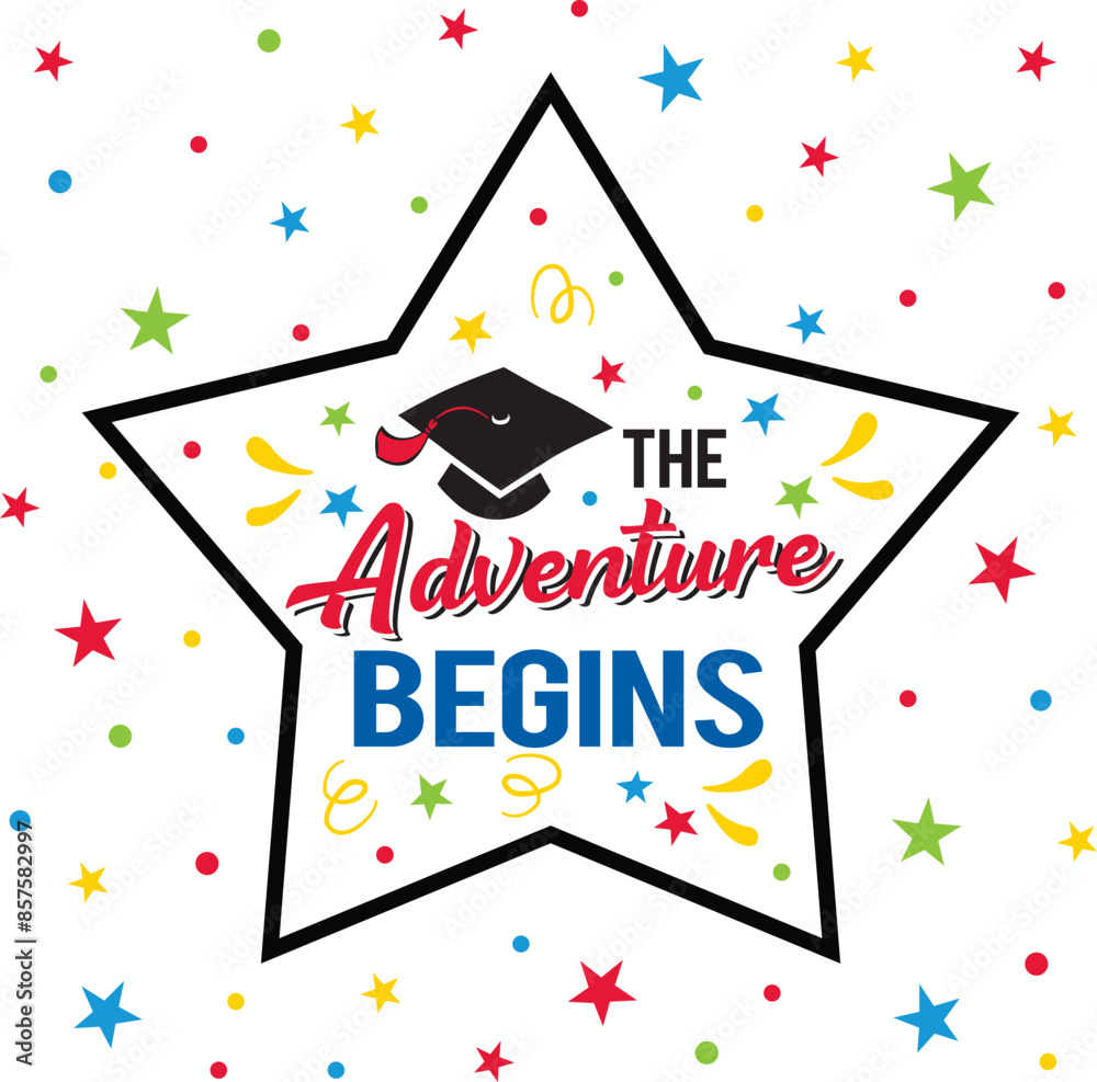 Graduation Isolated Pattern, The Adventure Begins Text with Graduation ...