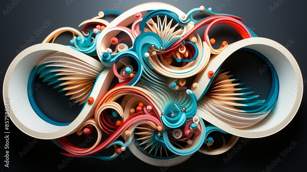 An overhead shot of a complex paper sculpture combining geometric ...