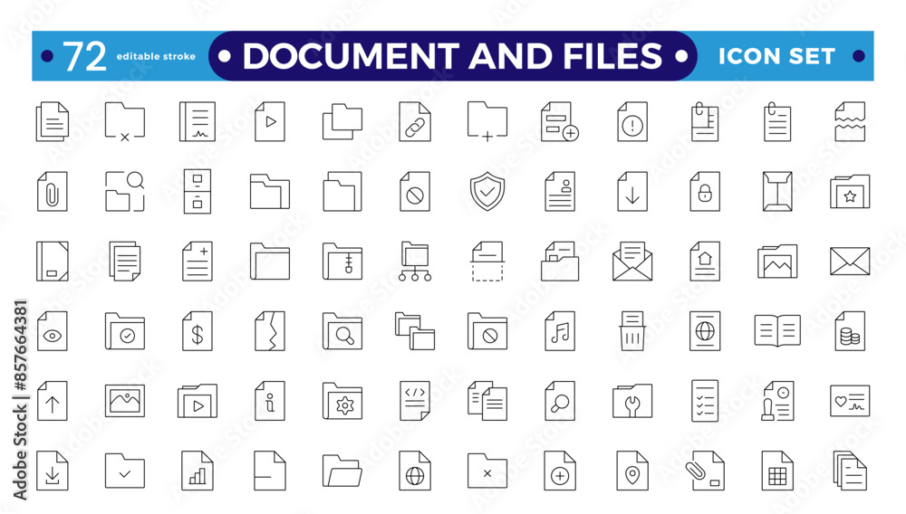 Document outline icon set. Documents symbol collection. Different ...