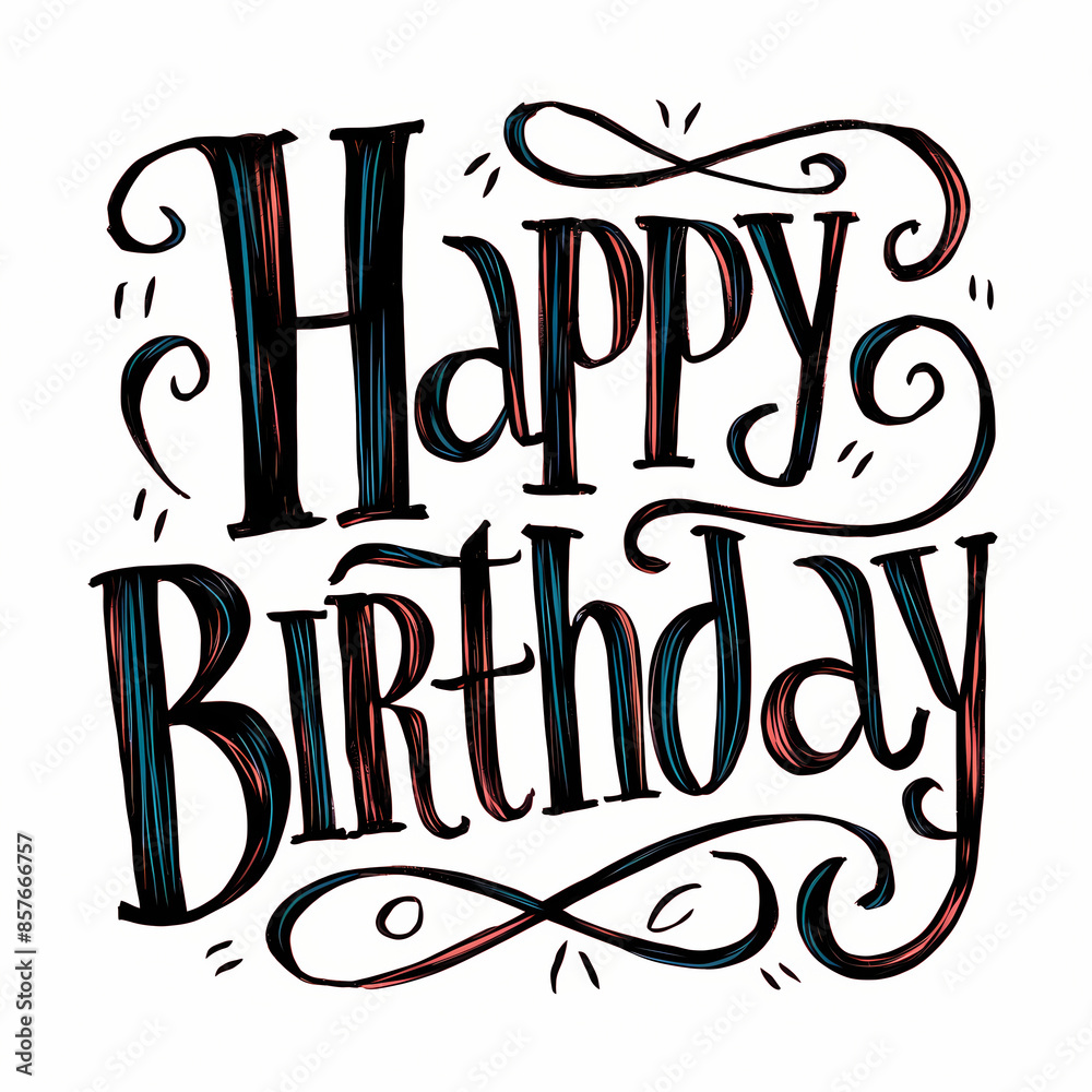 Whimsical birthday lettering design, colorful and artistic, ideal for ...